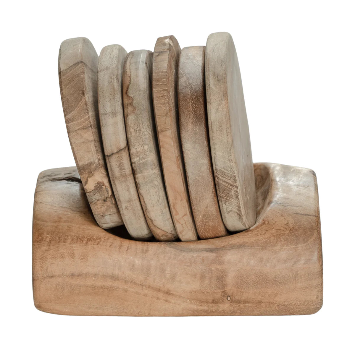 TEAK COASTER SET | HAND CARVED– Green Design Gallery