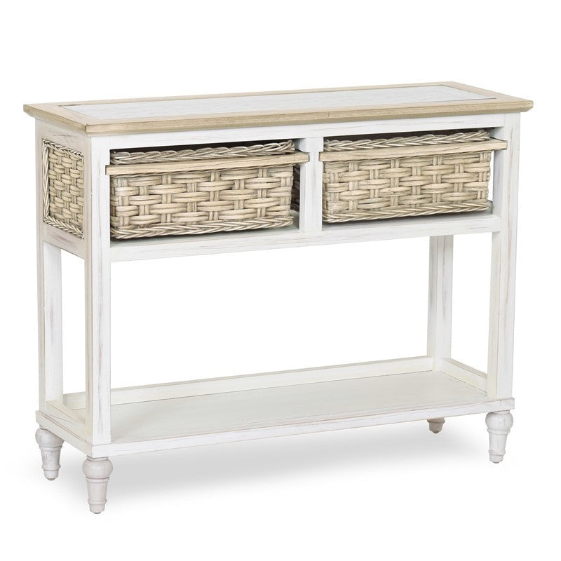 ISLAND BREEZE 2-BASKET CONSOLE TABLE | WEATHERED WHITE– Green Design ...