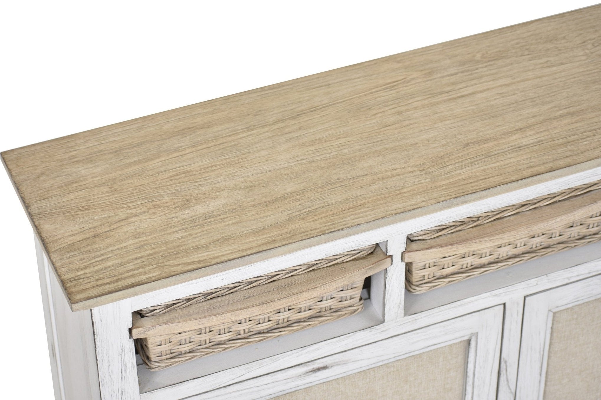 CAPTIVA ISLAND 3-BASKET ENTRY CABINET | BEACH SAND + WEATHERED WHITE ...