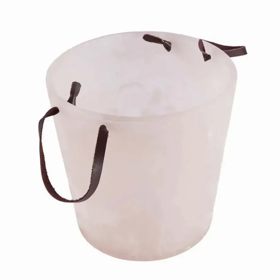 RESIN ICE BUCKET | PINK WHITE & LEATHER STRAPS– Green Design Gallery