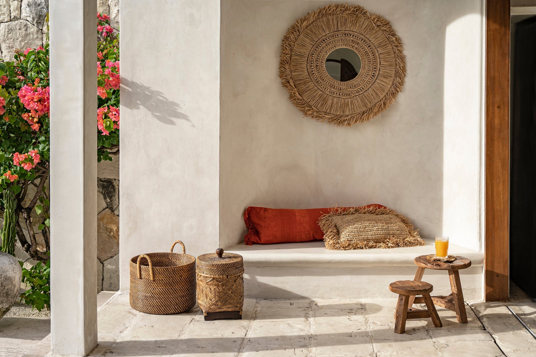 COLONIAL BASKET WITH LID +HANDLES | RATTAN– Green Design Gallery