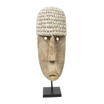 COWRIE MASK ON STAND / NATURAL (2 SIZES)– Green Design Gallery