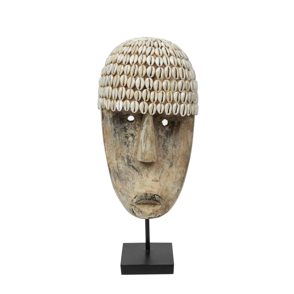 COWRIE MASK ON STAND / NATURAL (2 SIZES)– Green Design Gallery