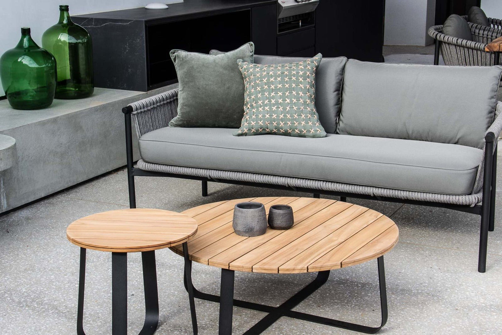 DENA SIDE TABLE / BLACK-NATURAL (INDOOR-OUTDOOR)– Green Design Gallery