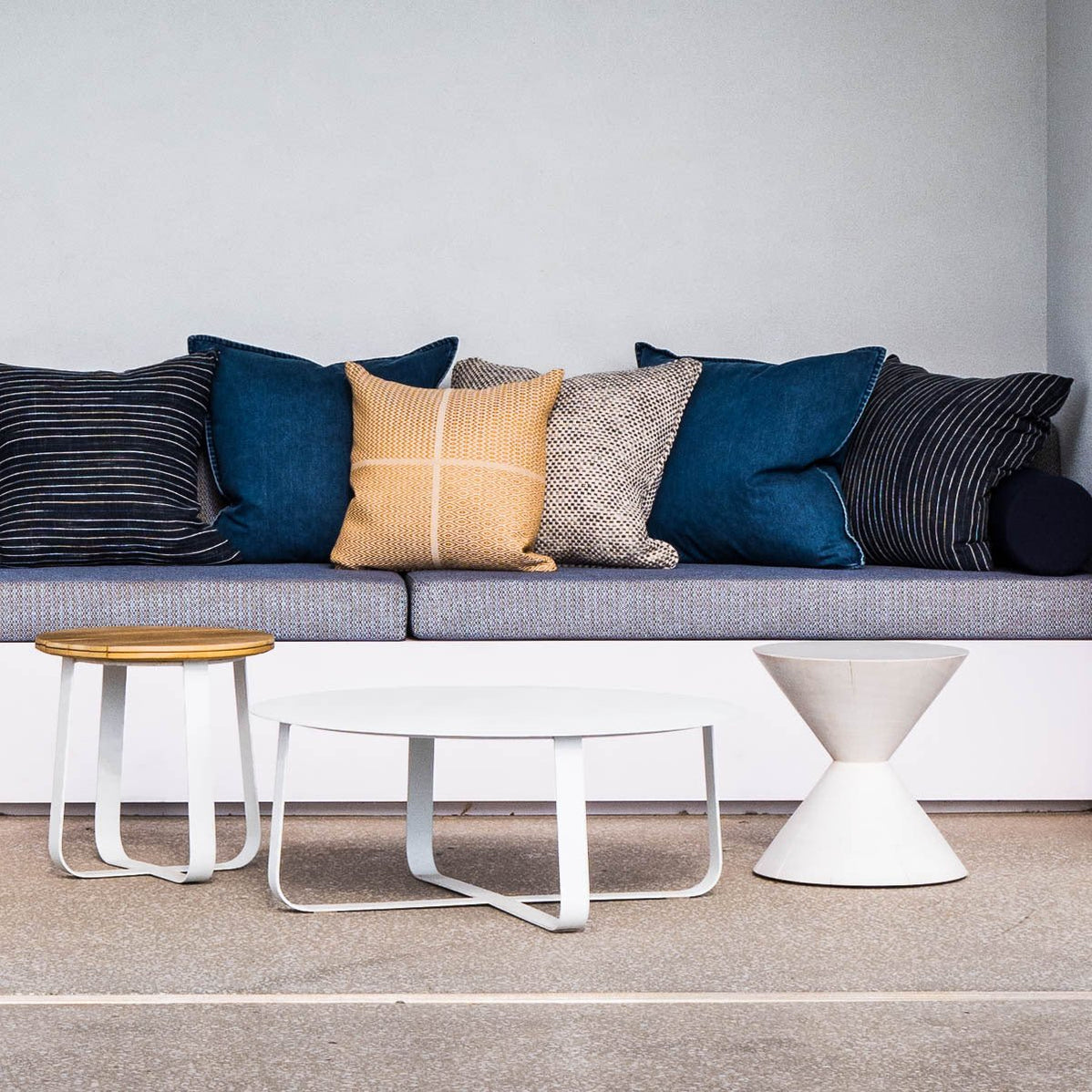 DENA SIDE TABLE / WHITE-NATURAL (INDOOR-OUTDOOR)– Green Design Gallery