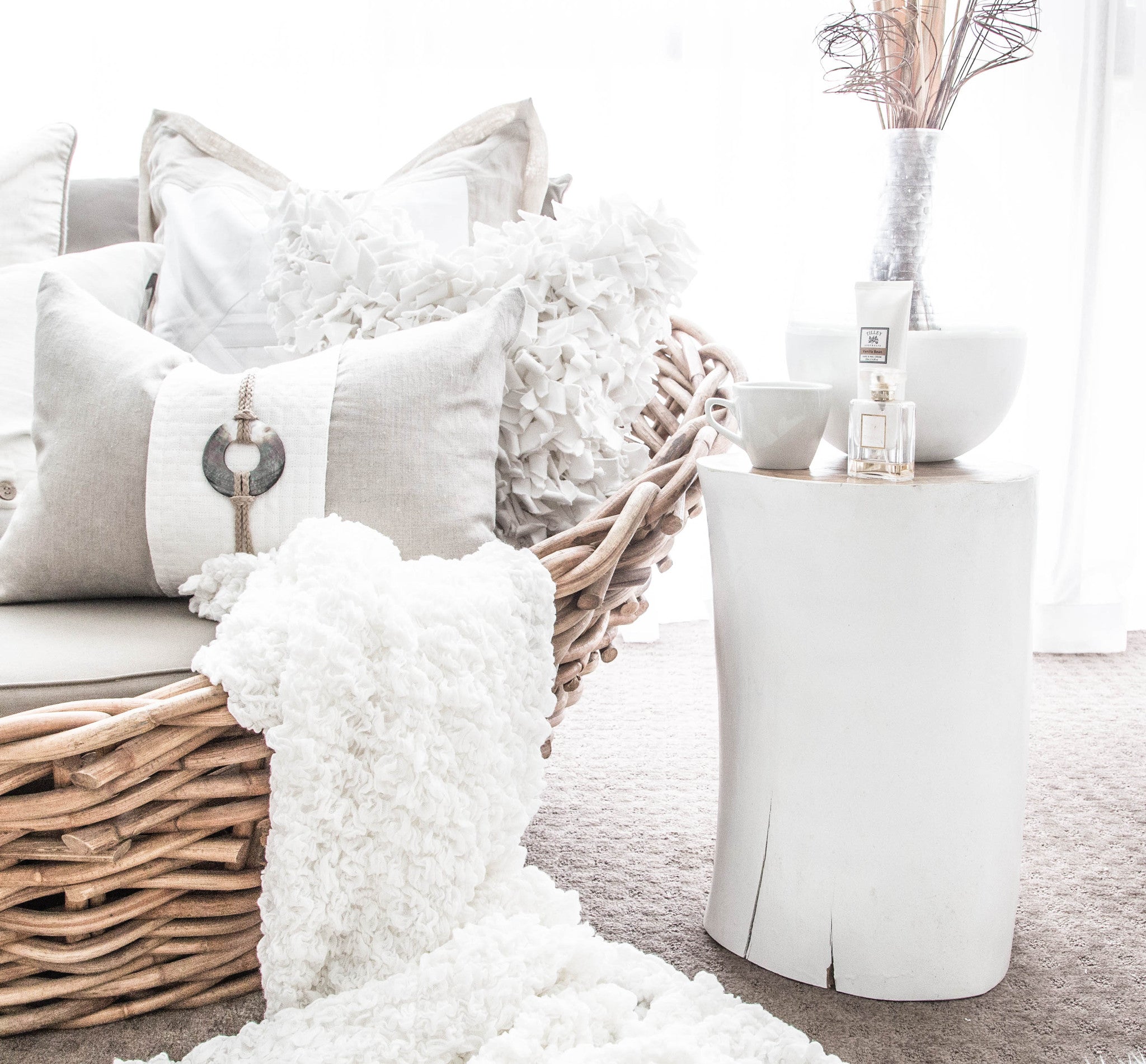 Log Side Table + Stool | White– Green Design Gallery