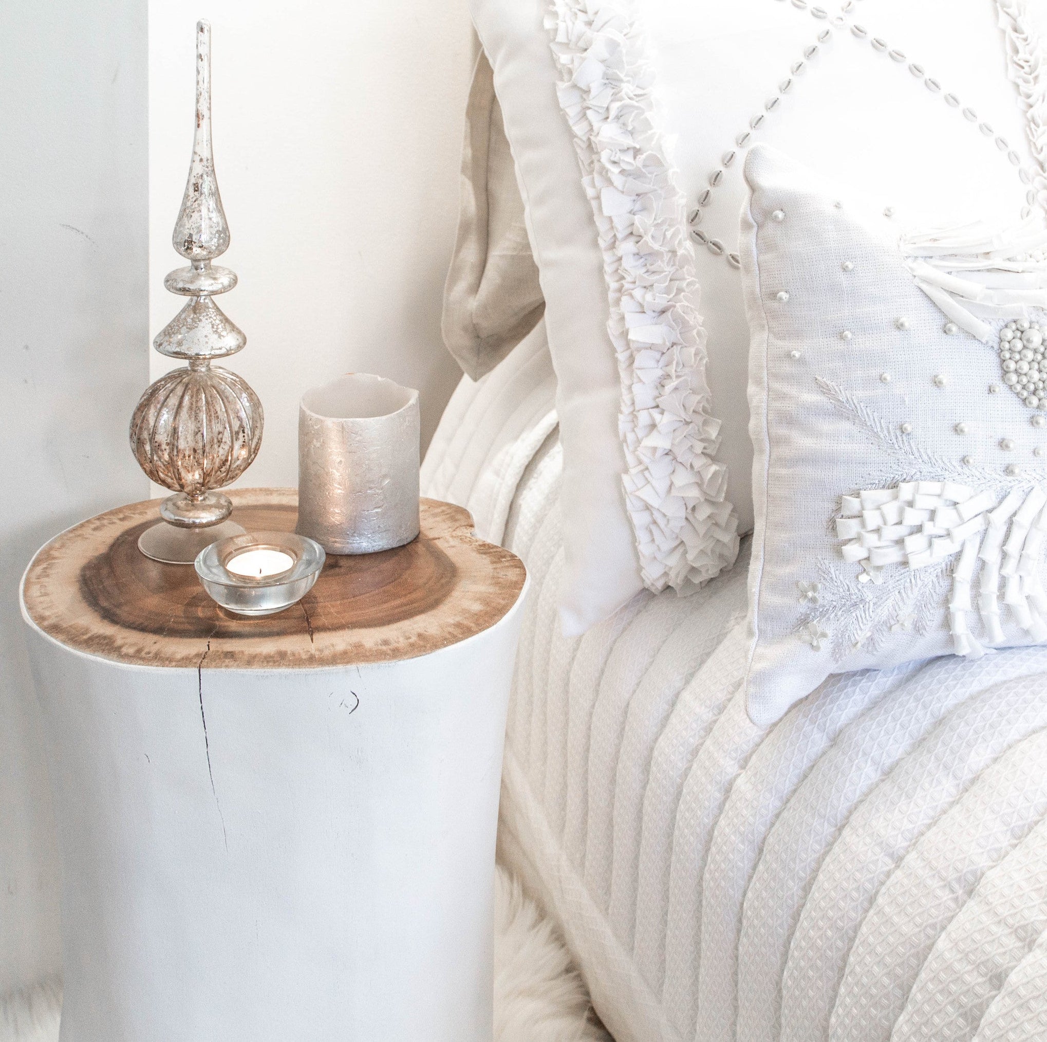 Log Side Table + Stool | White– Green Design Gallery