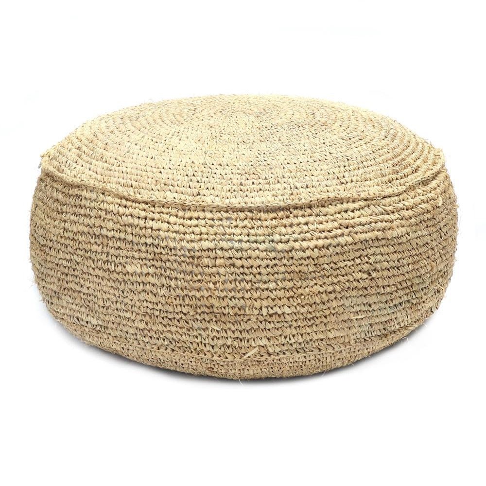 RAFFIA FLORES POUF + COFFEE TABLE | NATURAL– Green Design Gallery