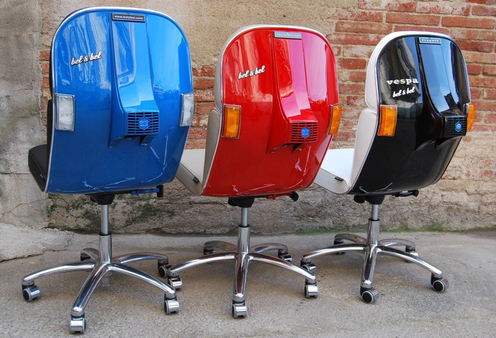 Scooter Vespa Chair | CUSTOM Red / Powder-coated black seat / Arm rest ...